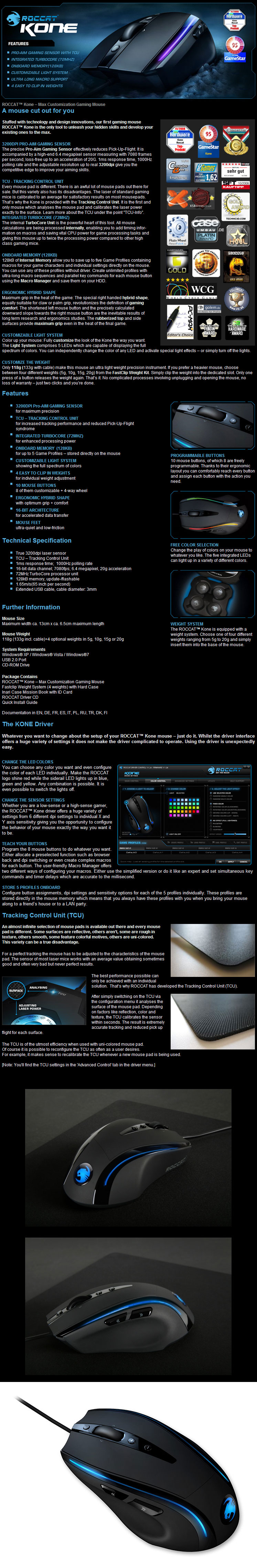 Buy ROCCAT Kone Gaming Mouse Laser V2 [ROC-11-501] | PC Case Gear Australia