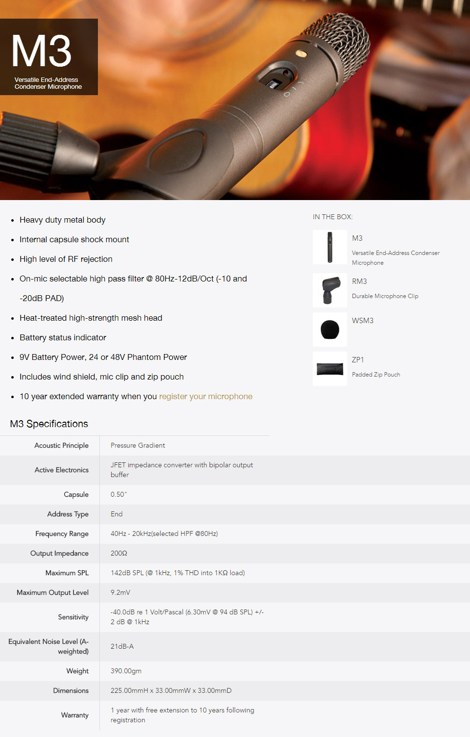 Buy Rode M3 Versatile End-Address Condenser Microphone [RODE-M3] | PC ...