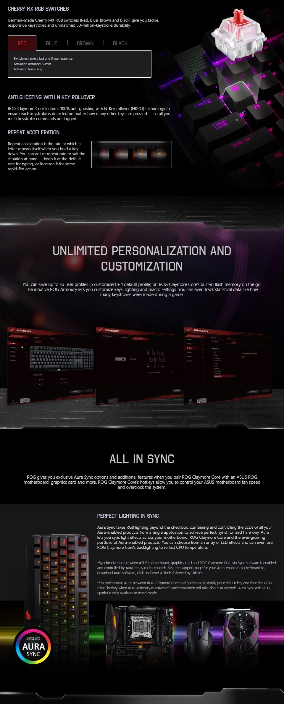 Buy ASUS ROG Claymore Core RGB Mechanical Keyboard Cherry Red [ROG ...