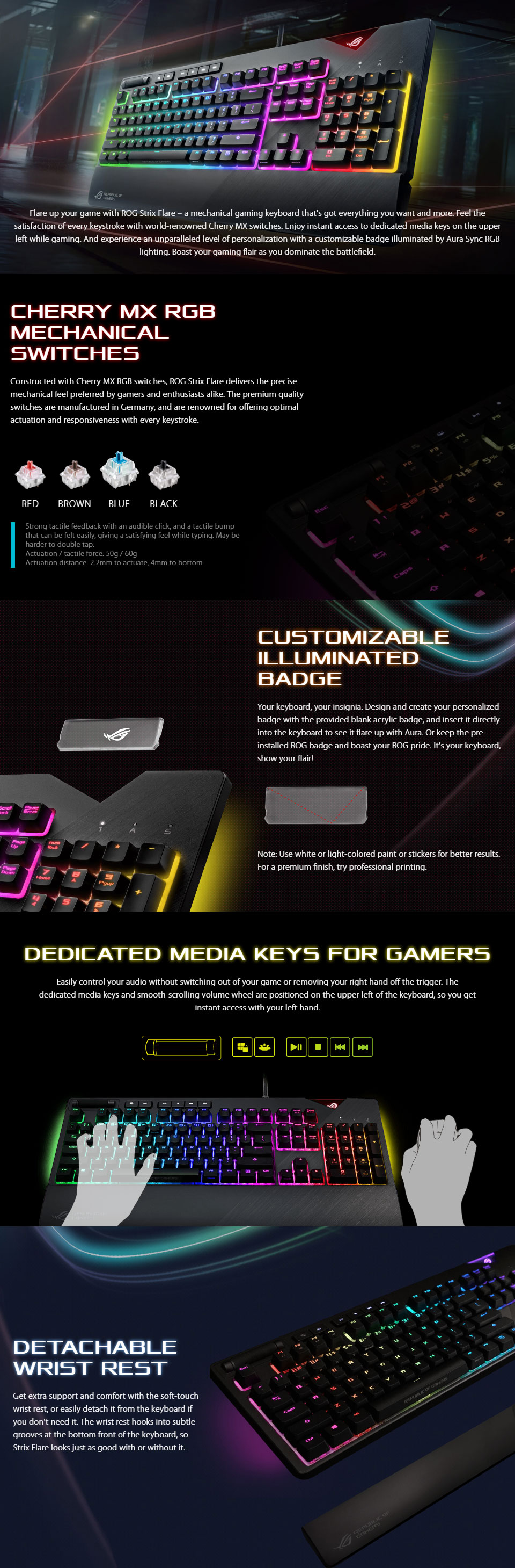 Buy ASUS ROG Strix Flare Mechanical RGB Keyboard Cherry Blue [ROG-STRIX ...