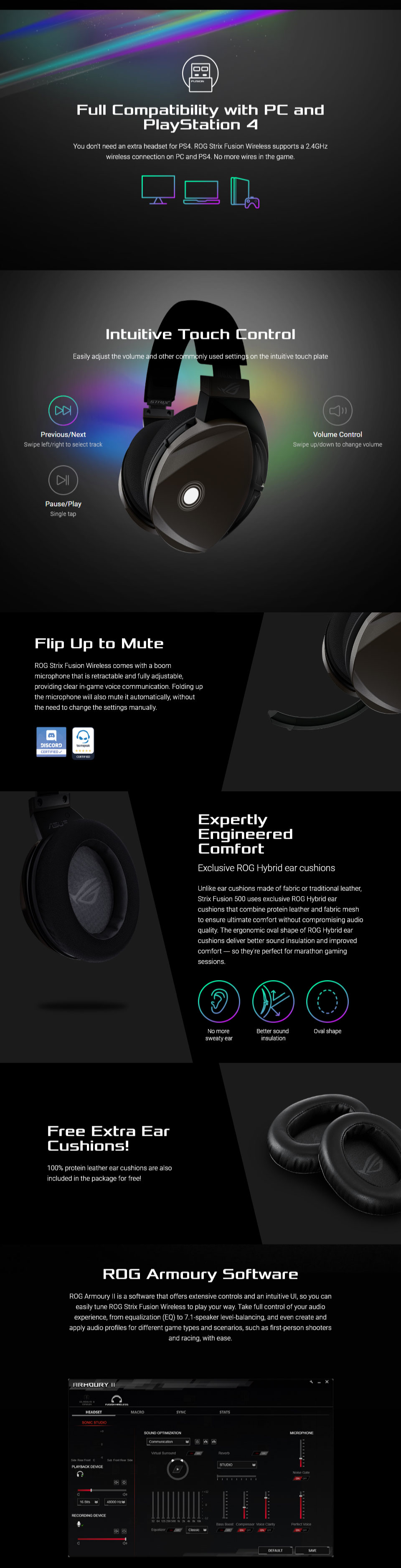 Buy ASUS ROG Strix Fusion Wireless Headset [ROG-STRIX-F-WL] | PC Case ...