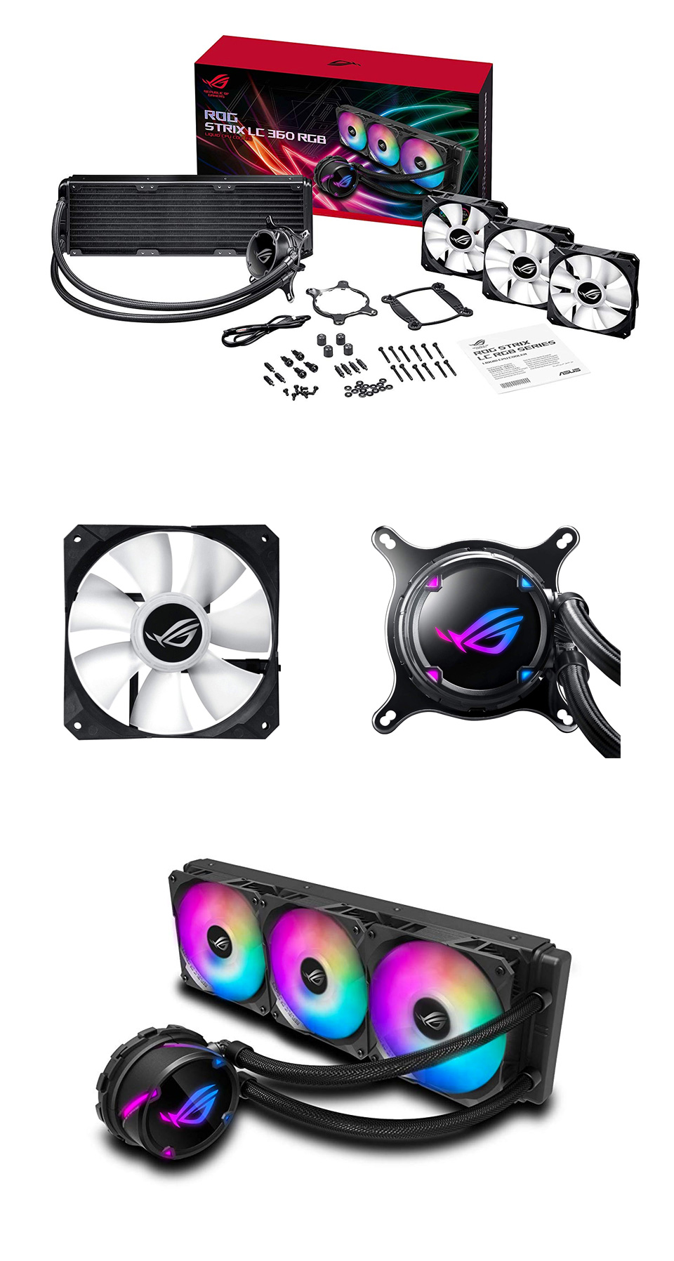 ASUS ROG Strix LC 360 AIO Liquid CPU Cooler [ROG-STRIX-LC-360] : PC ...