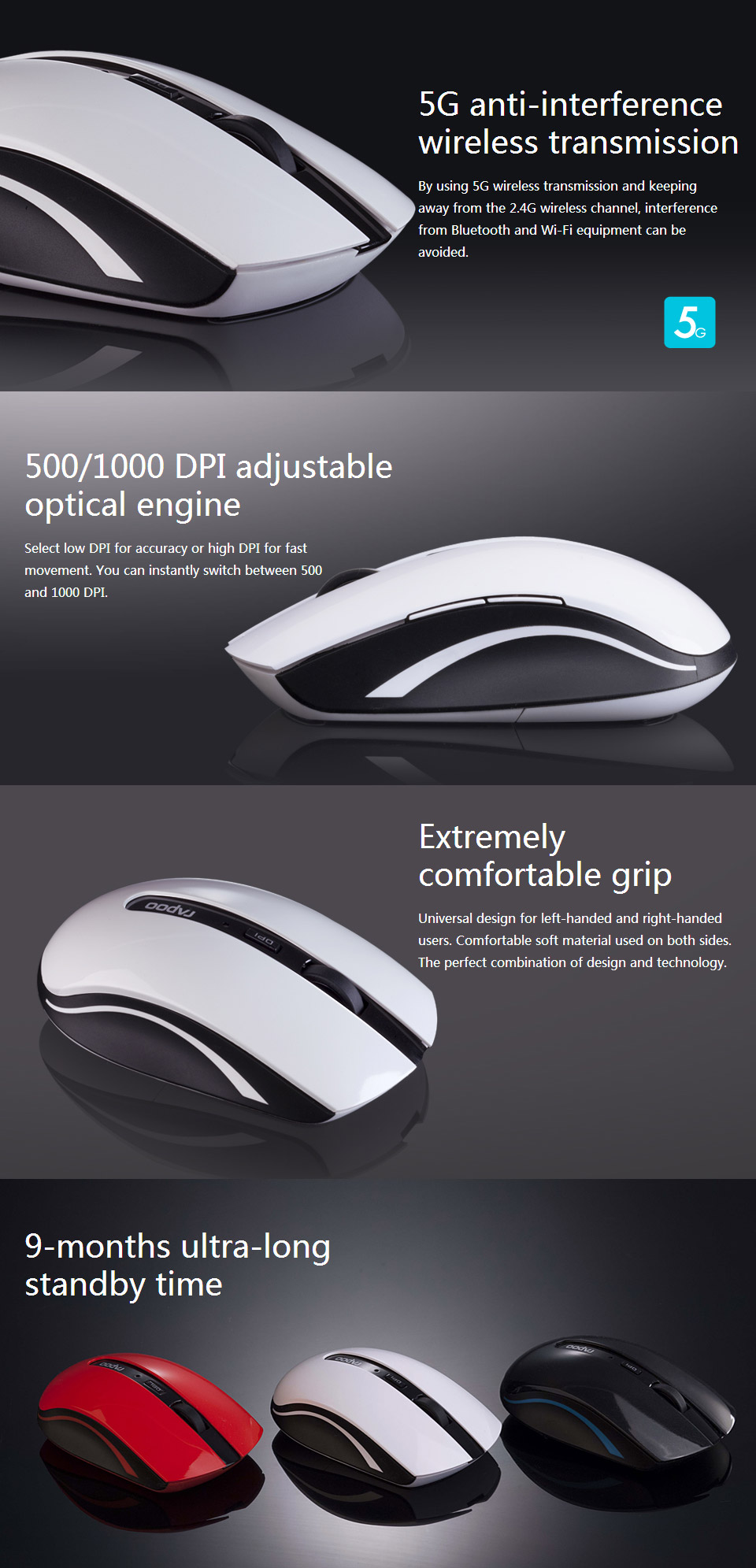 Buy Rapoo 7200P 5G Wireless Mouse Black [RP-7200P-BK] | PC Case Gear ...