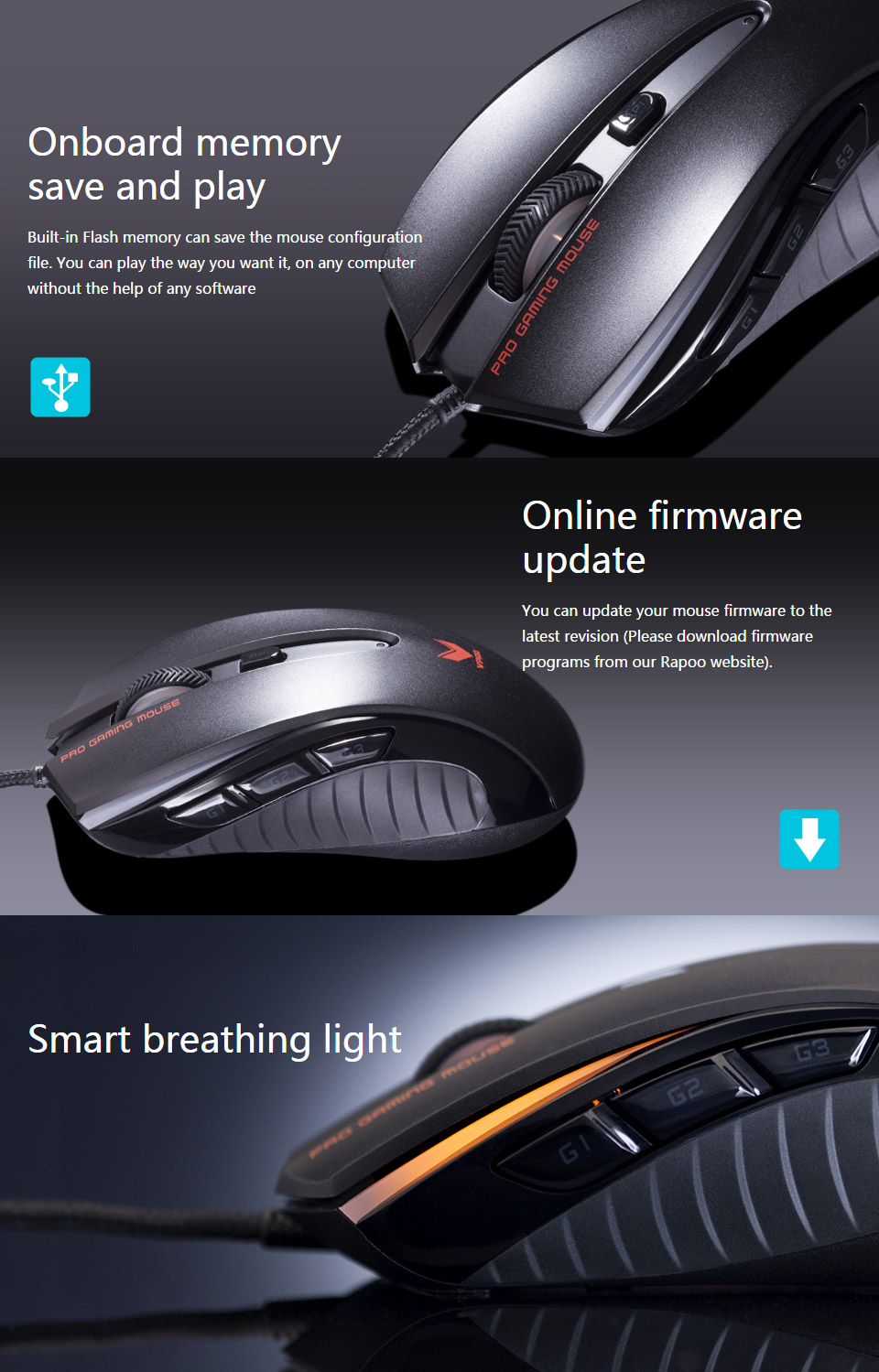 Buy Rapoo V300 Optical Gaming Mouse [RP-V300] | PC Case Gear Australia