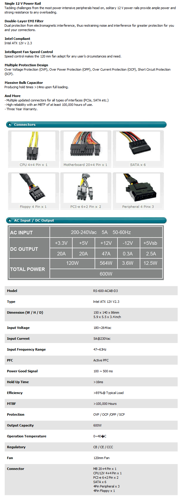 Buy CoolerMaster Thunder 600W Power Supply [RS600-ACABD3-AU] | PC Case ...