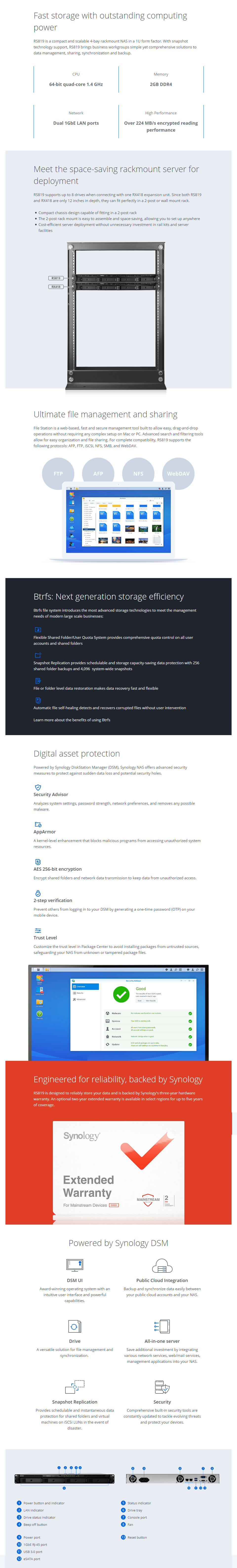 Buy Synology RackStation RS819 4 Bay 1U NAS [RS819] | PC Case Gear ...