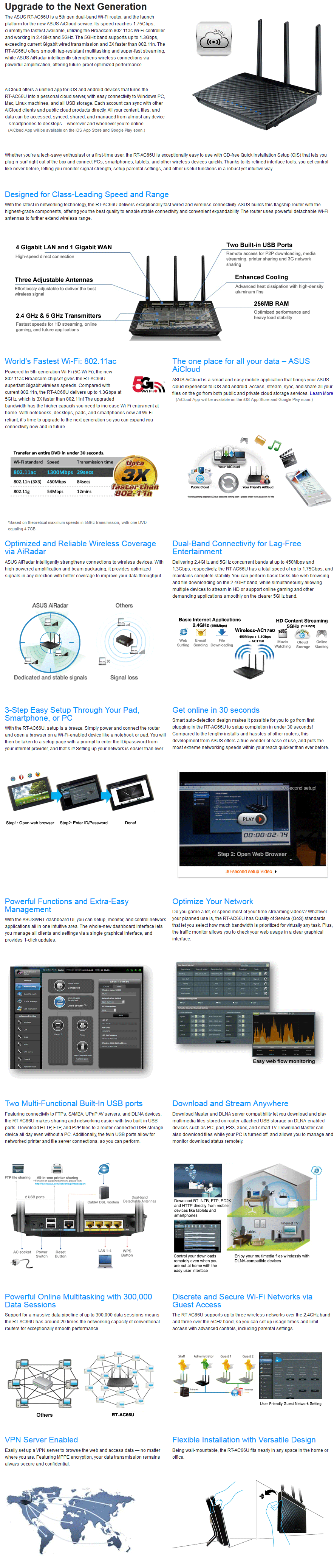 Buy ASUS RT-AC66U Dual Band Wireless Gigabit Router [RT-AC66U] | PC ...