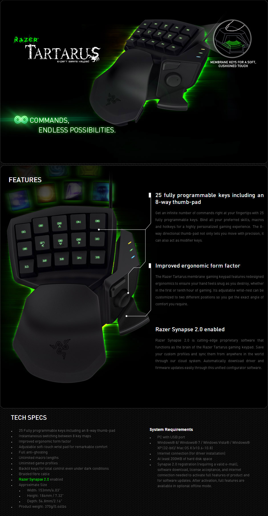 Buy Razer Tartarus Expert Gaming Keypad [RZ-TARTARUS] | PC Case Gear ...