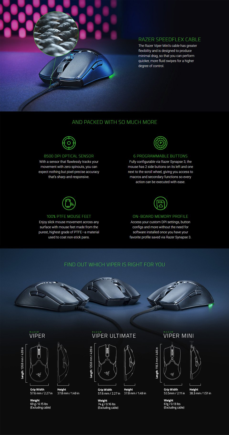 Buy Razer Viper Mini Ultralight Gaming Mouse [RZ01-03250100] | PC Case ...