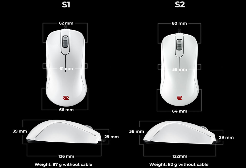 Buy Zowie S2 Small Gaming Mouse White [S2-WHITE] | PC Case Gear Australia