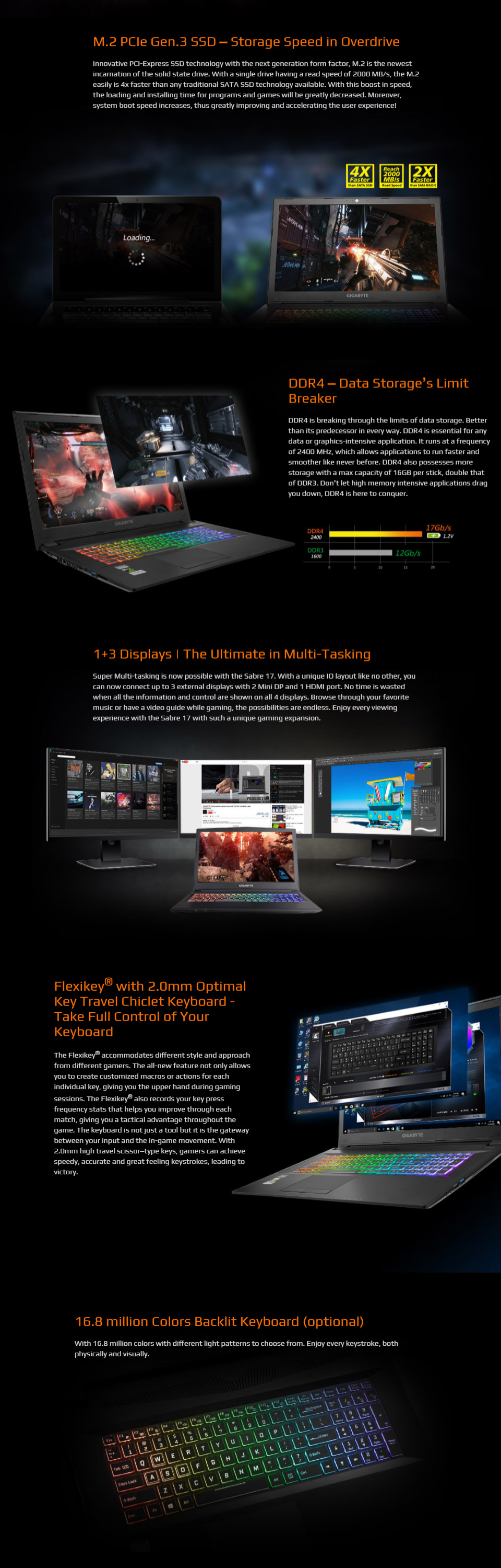 Buy Gigabyte Sabre 17 17.3in Core i7 Gaming Notebook [1050Ti-703S ...