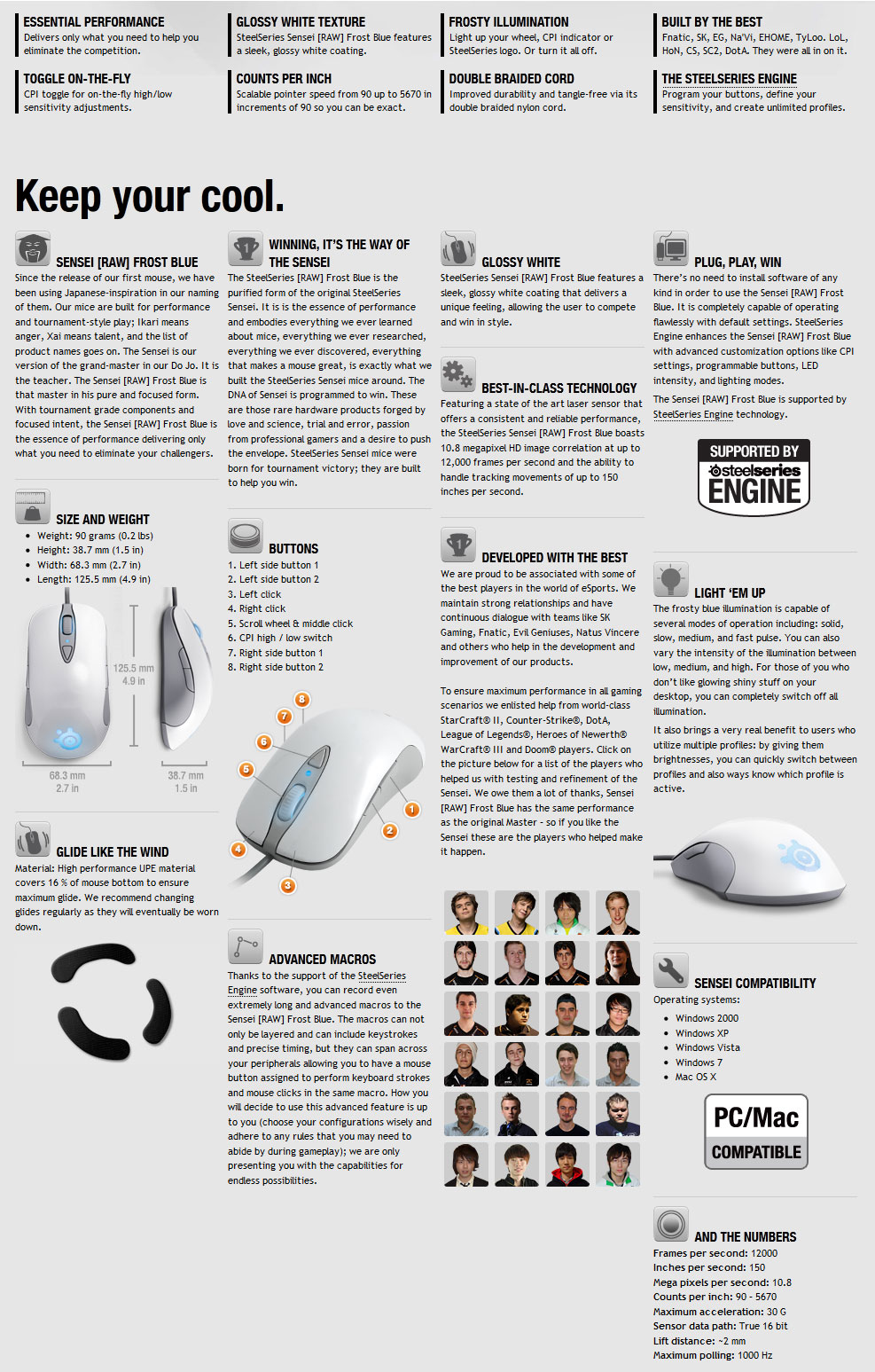 Buy SteelSeries Sensei RAW Frost Blue Gaming Mouse [SS-62159] | PC Case ...