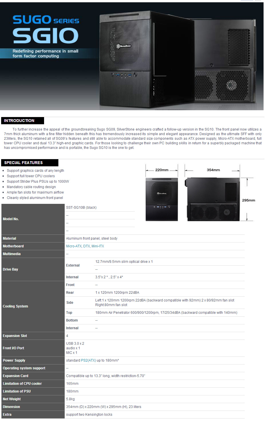 Buy Silverstone Sugo Series SG10 Black Micro ATX Tower [SST-SG10B] | PC ...