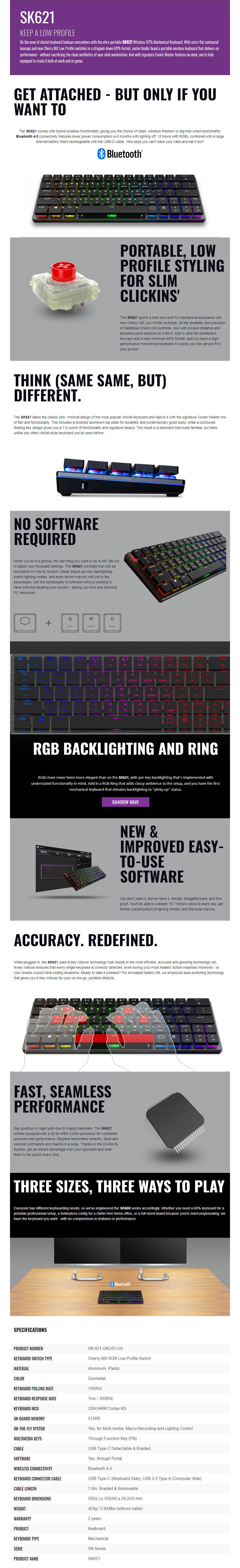 Buy Cooler Master MasterKeys SK621 Wireless Mechanical TKL Keyboard [SK ...