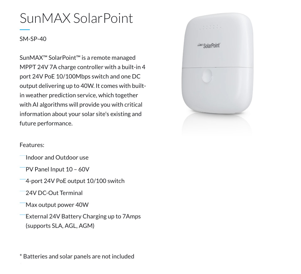 Buy Ubiquiti SunMAX SolarPoint Outdoor Managed Charge Controller [SM-SP ...