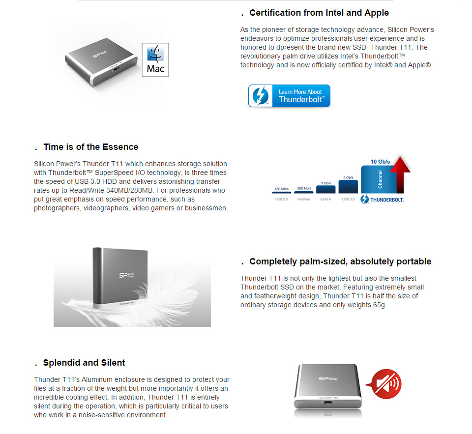 Buy Silicon Power Thunderbolt T11 External SSD 240GB [SP240GBTSDT] | PC ...