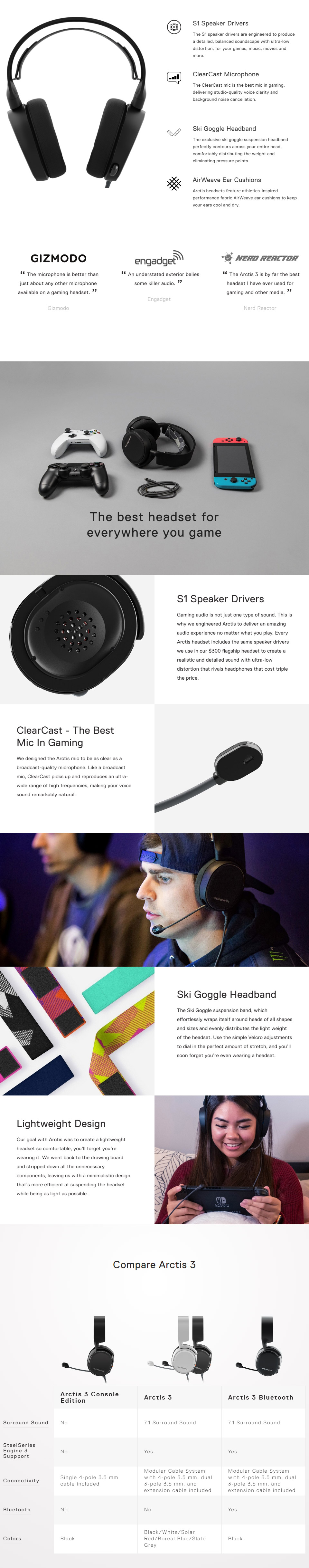 Buy SteelSeries Arctis 3 Console Edition [SS-61438] | PC Case Gear ...