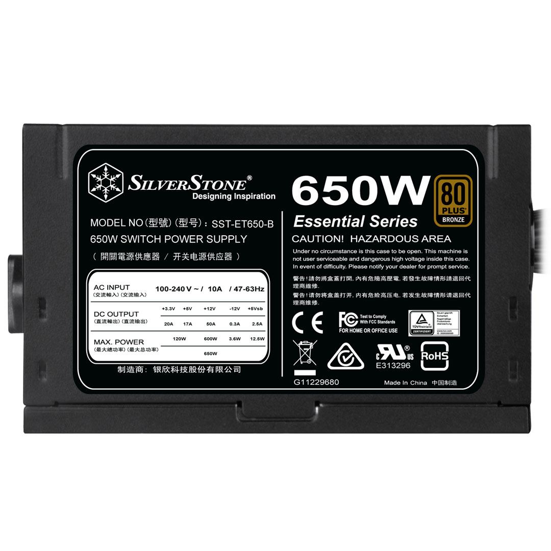 Buy SilverStone Essential Bronze 650W Power Supply [SST-ET650-B-V1.4 ...