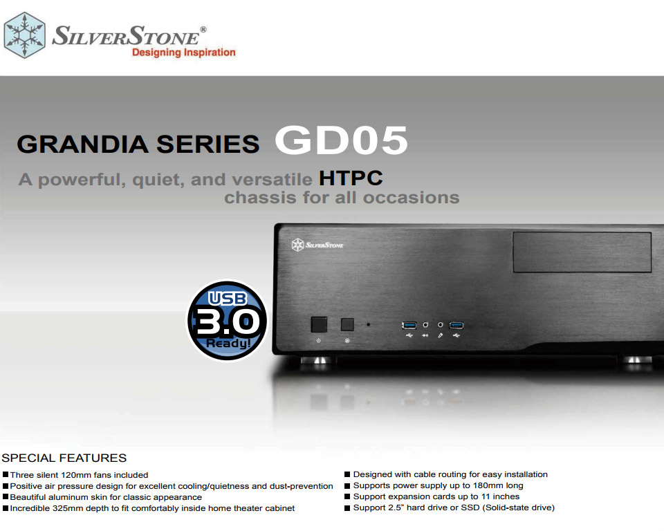 Buy SilverStone Grandia GD05 HTPC Case Black [SST-GD05B-USB3.0] | PC ...
