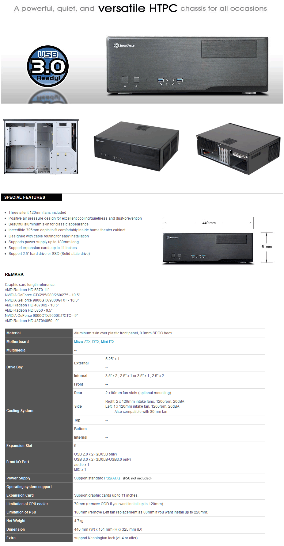 Buy Silverstone GD05 Black HTPC Case with USB 3.0 [SST-GD05B-USB3] | PC ...