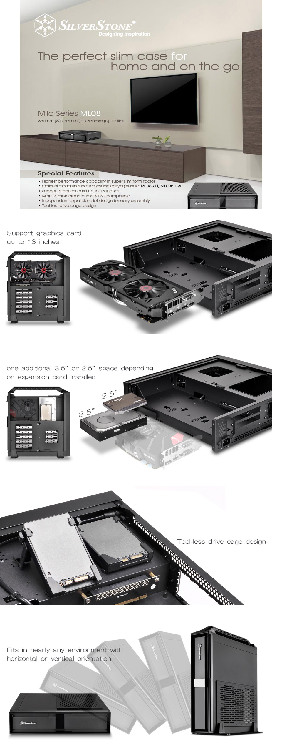 Buy SilverStone Milo ML08 Slim ITX Case [SST-ML08B] | PC Case Gear ...