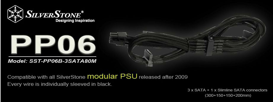 Buy Silverstone PP06 3x SATA 1x Slim SATA Power Cable 50cm [SST-PP06B ...