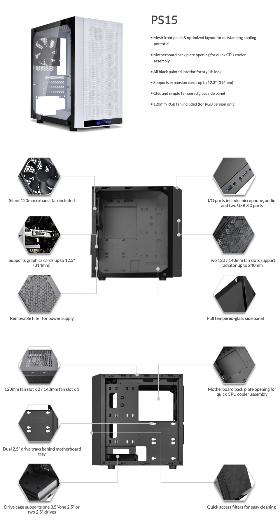 Buy SilverStone Precision PS15 TG mATX Case White [SST-PS15W-G] | PC ...