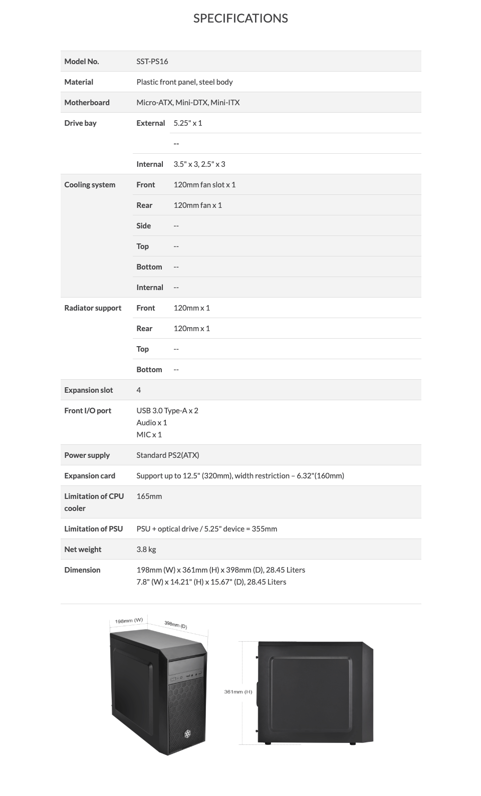Buy SilverStone Precision PS16 mATX Case Black [SST-PS16B] | PC Case ...