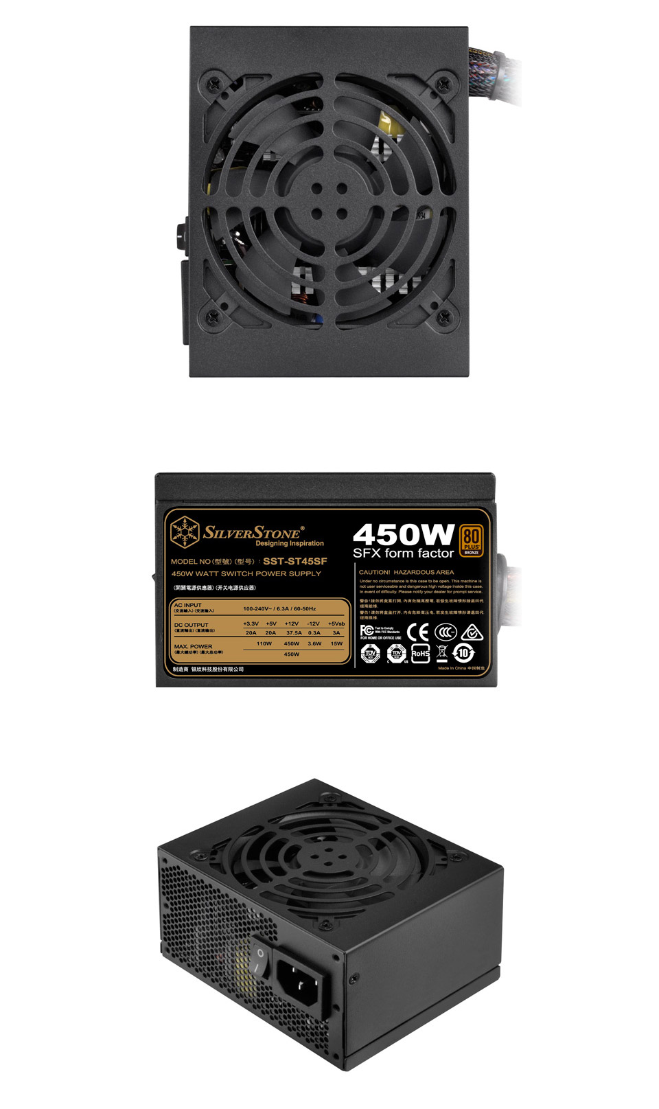 Buy SilverStone SFX ST45SF Bronze 450W Power Supply with ATX Adapter ...