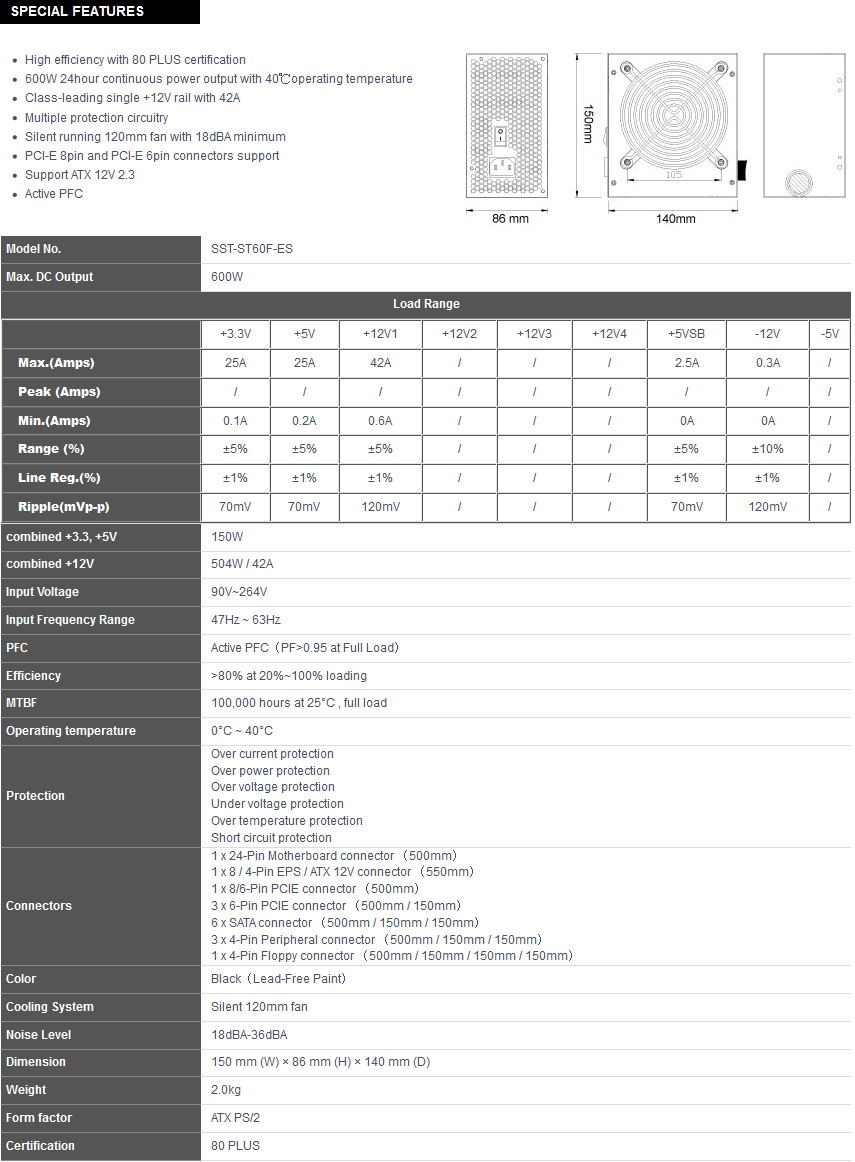 Buy Silverstone Strider Essential 600W [SST-ST60F-ES] | PC Case Gear ...