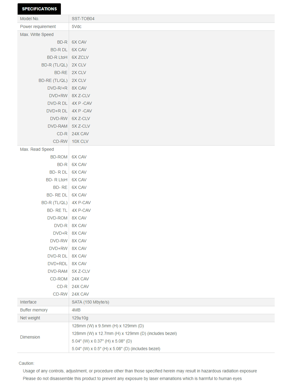 Buy SilverStone TOB04 Internal Slimline Blu-Ray / DVD Drive [SST-TOB04] | PC Case Gear Australia