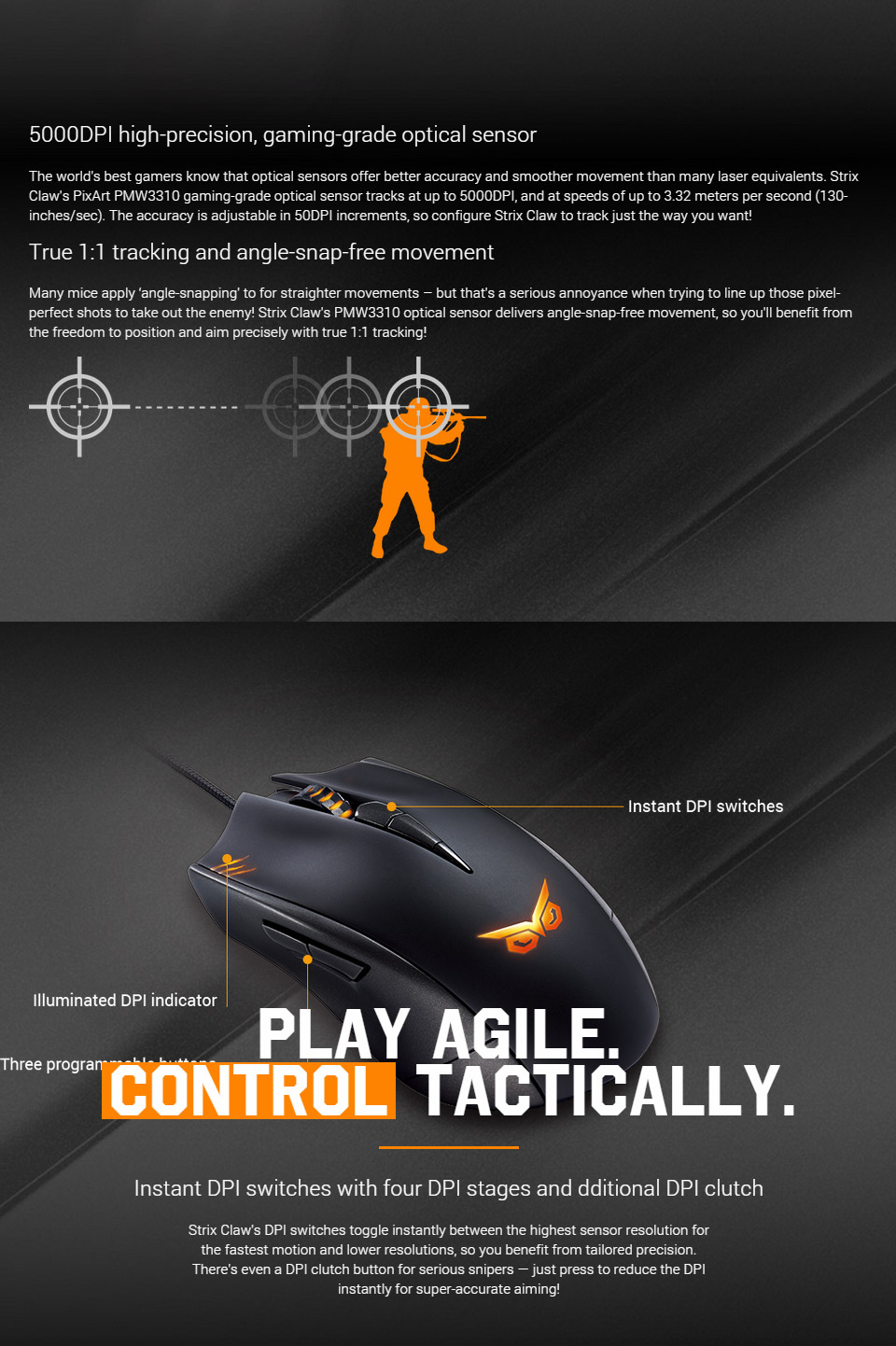 Buy ASUS Strix Claw Optical Gaming Mouse [STRIX-CLAW] | PC Case Gear ...