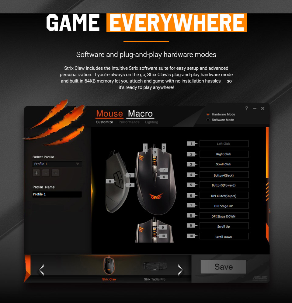 Buy ASUS Strix Claw Optical Gaming Mouse [STRIX-CLAW] | PC Case Gear ...