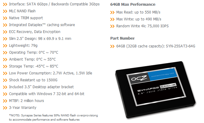 Buy OCZ Synapse Cache 64GB SSD [OCZ-SYN-25SAT3-64G] | PC Case Gear ...