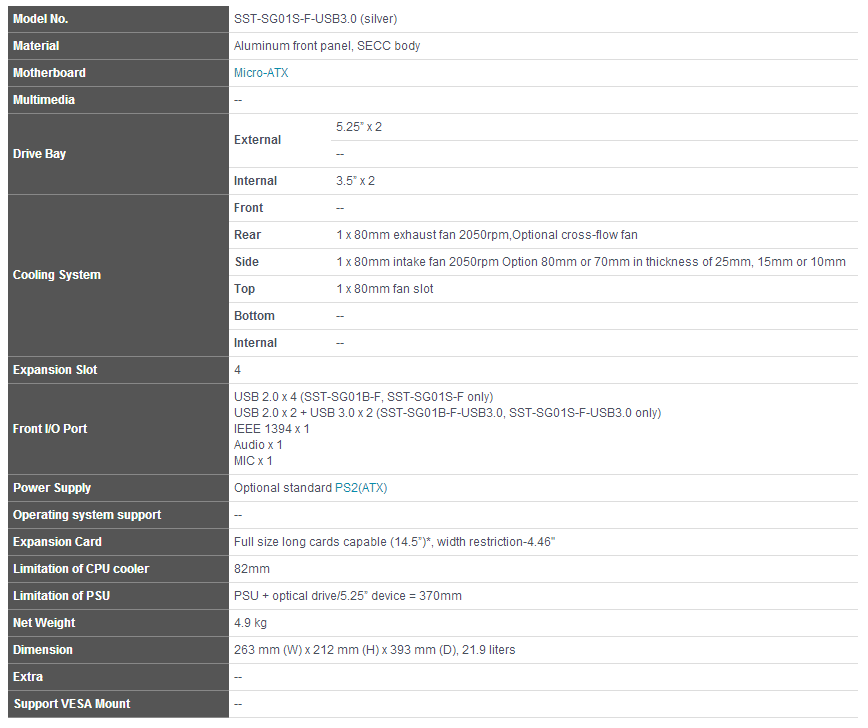 Buy Silverstone SG01S-F Silver Micro ATX USB 3.0 Case [SST-SG01S-F-USB3] | PC Case Gear Australia