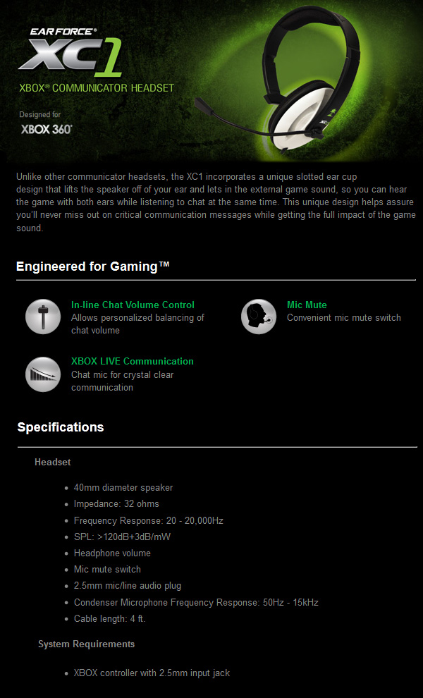Buy Turtle Beach Ear Force XC1 Xbox 360 Communicator [TB-0100] | PC ...