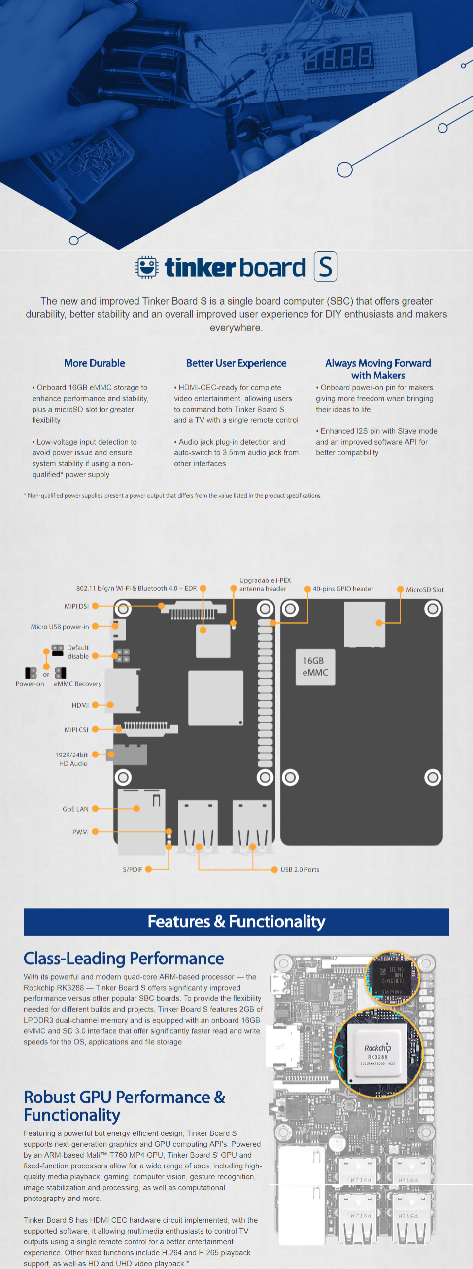 Buy ASUS Tinker Board S Single Board Computer [TINKER-BOARD-S] | PC ...
