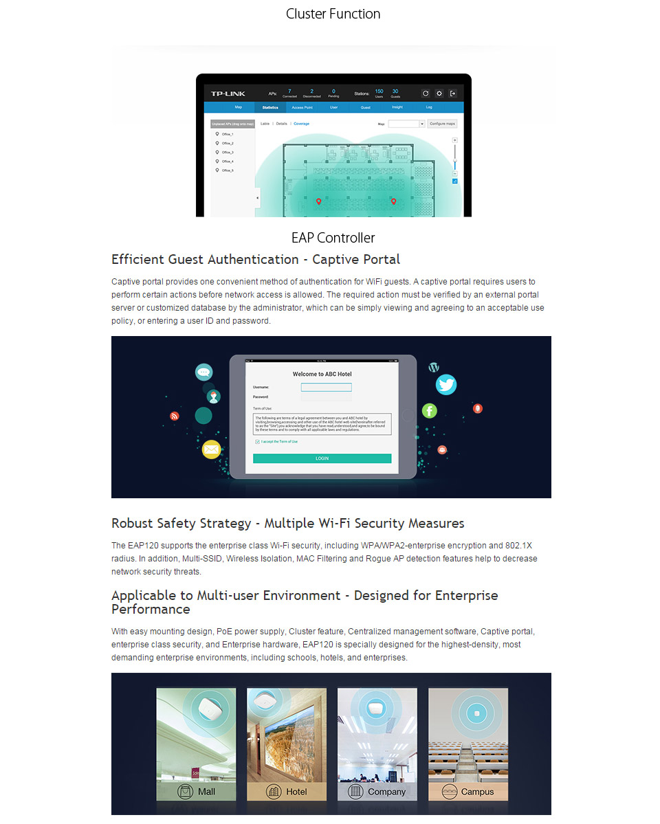 Buy TP-Link EAP120 Wireless N Gigabit Ceiling Mounted Access Point [TL ...