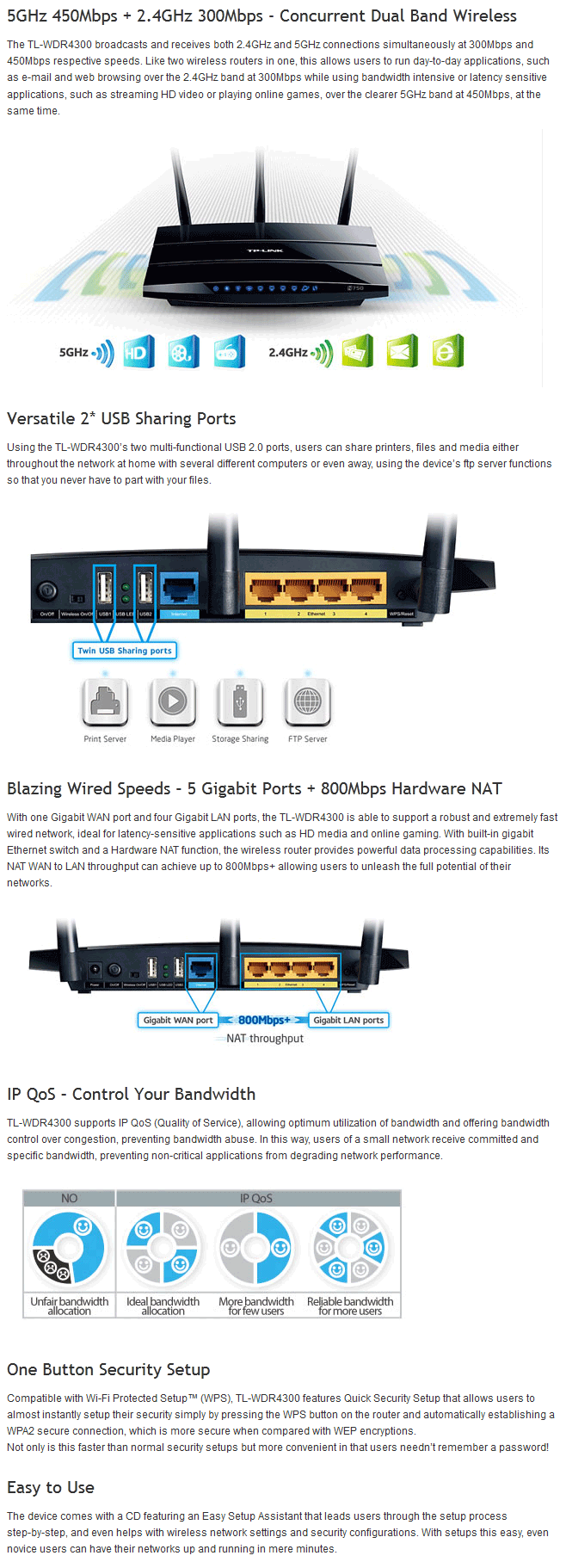 Buy TP-Link TL-WDR4300 N750 Wireless Dualband Gigabit Router [TL ...