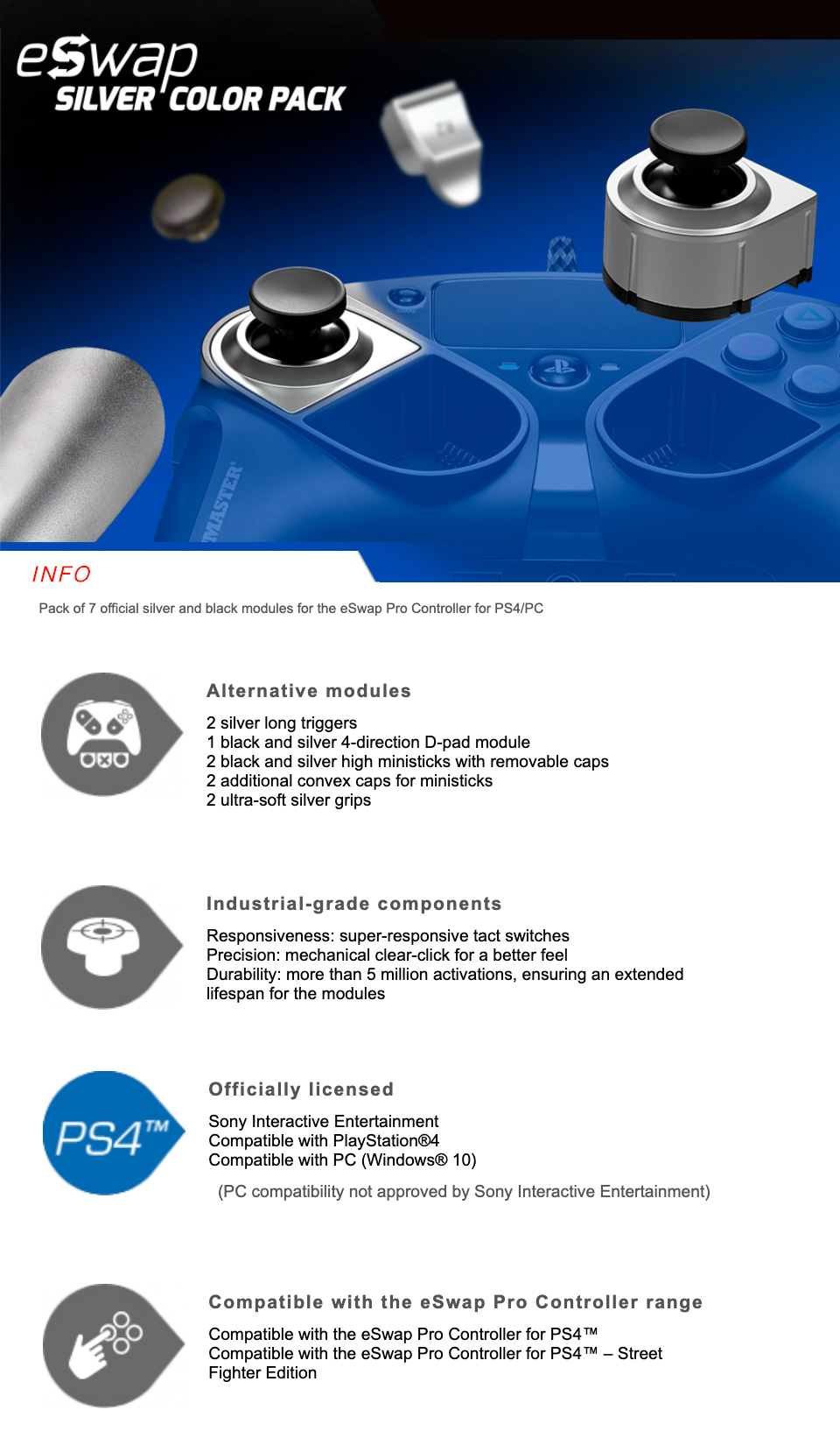 Buy Thrustmaster eSwap Color Pack Silver [TM-4160766] | PC Case Gear ...