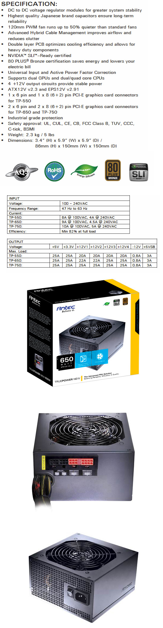 Buy Antec TruePower TP-650 650W [TP-650] | PC Case Gear Australia