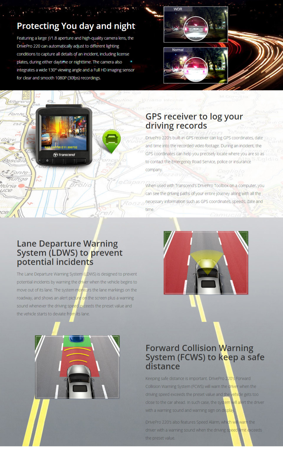 Buy Transcend DrivePro 220 GPS & WiFi Car Camera [TS16GDP220M] | PC ...