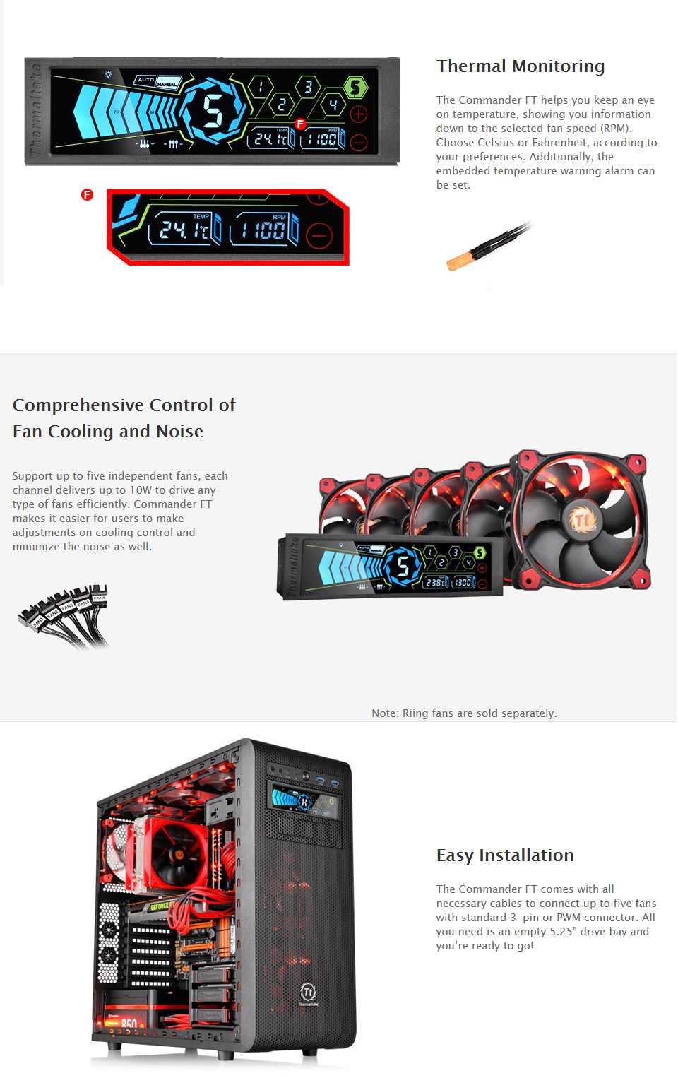 Buy Thermaltake Commander FT Touchscreen Fan Controller [AC-010-B51NAN ...