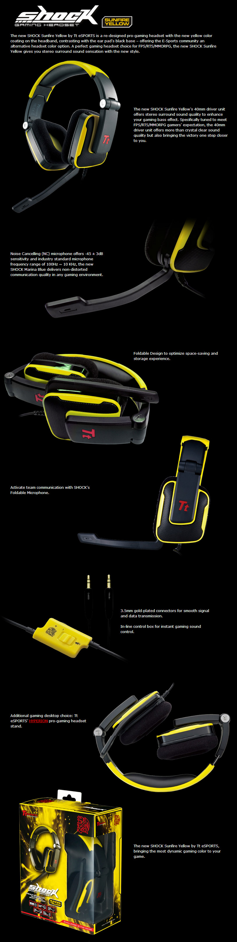 Buy Tt eSPORTS Sunfire Yellow Shock Gaming Headset [TT-HT-SHK002ECYE ...