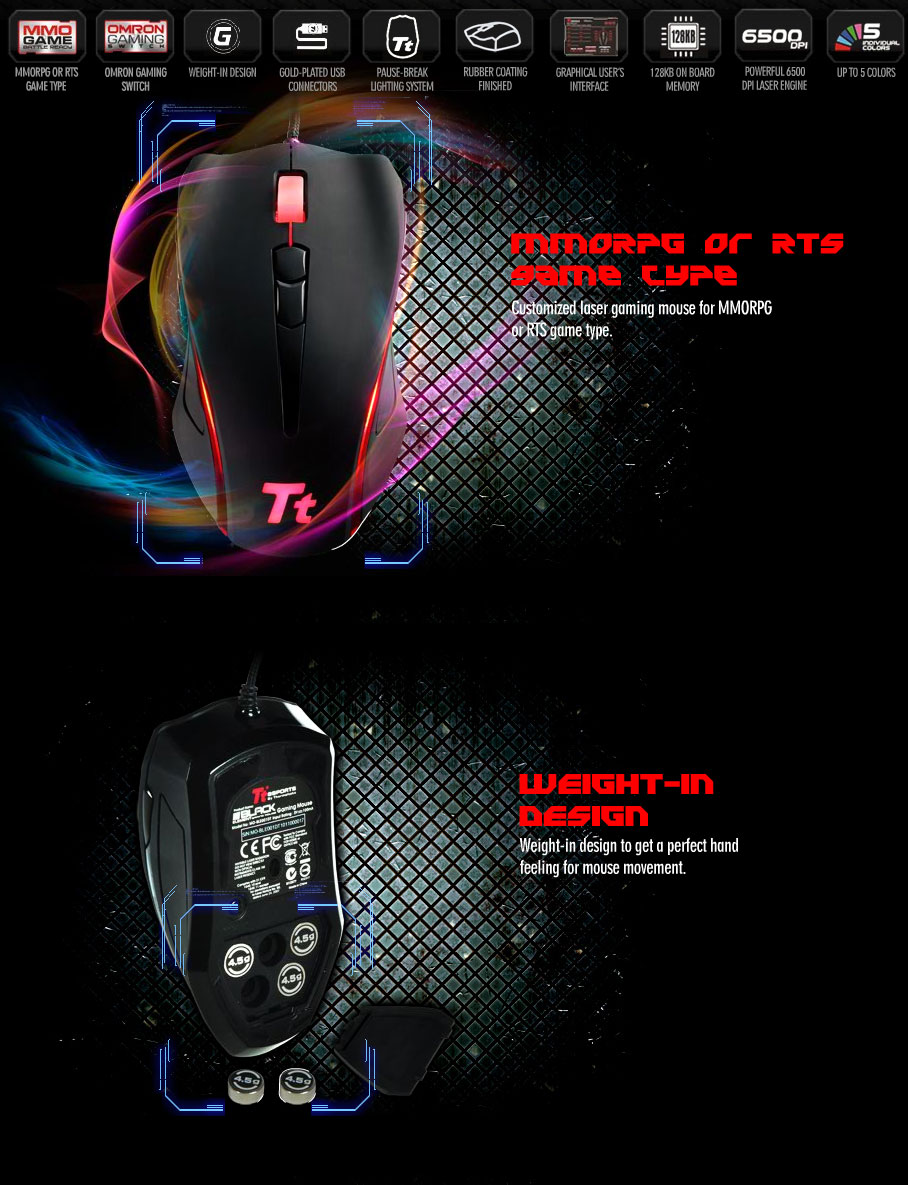 Buy Tt eSPORTS Black Element 6500 DPI Gaming Mouse [TT-MO-BLE001DT ...