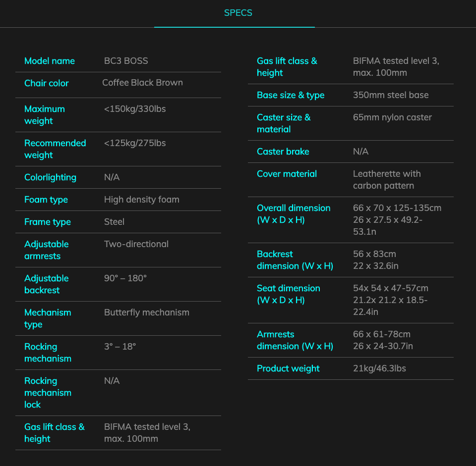 Buy Aerocool ThunderX3 BC3 Boss Gaming Chair Coffee [TX3-BC3-BOSS-CF ...