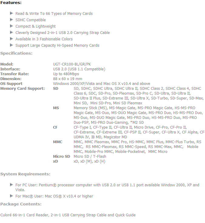 Buy Vantec Culore 66-in-1 Multi-Card Reader Pink [UGT-CR100-PK] | PC ...