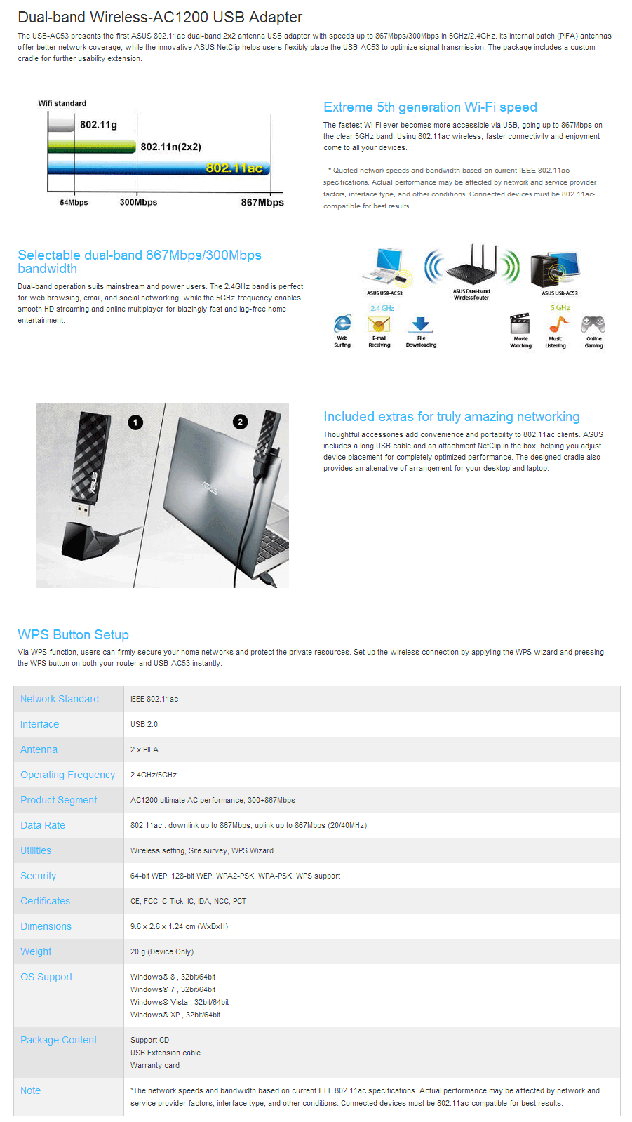 Buy ASUS USB-AC53 Dual Band Wireless AC USB Adaptor [USB-AC53] | PC ...