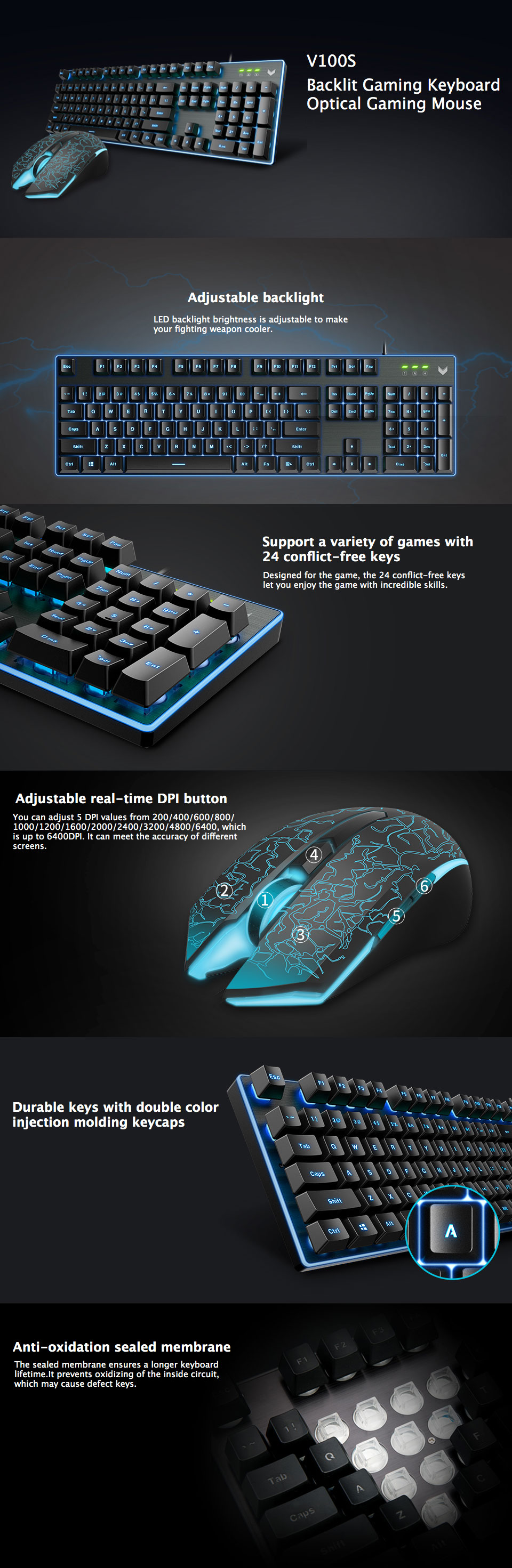 Buy Rapoo V100S Gaming Bundle [V100S] | PC Case Gear Australia