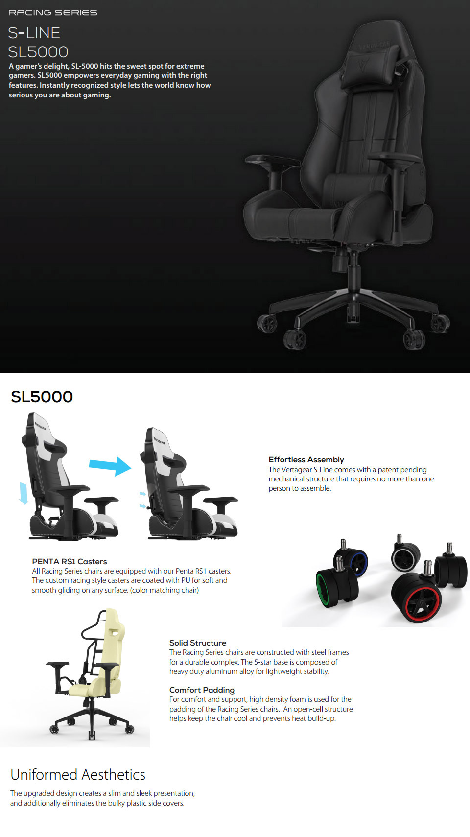 Buy Vertagear Racing S-Line SL5000 Gaming Chair Black Green [VG-SL5000 ...